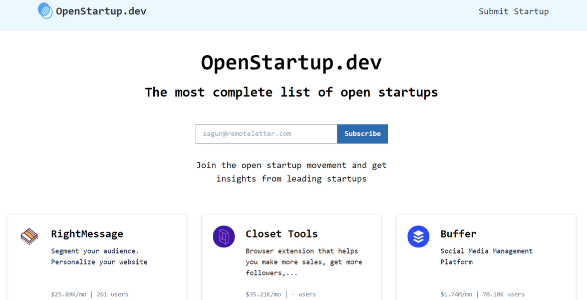 OpenStartup.dev - Look Startup at Welldoneby